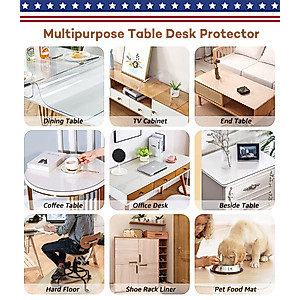 RostiKong 40 Inch Square Clear Vinyl Table Pad Protector Waterproof Rectangular Plastic Tablecloth Wood Furniture Granite Kitchen Countertop Sofa Desktop Table Liner Runner Protective Cover Desk Mat