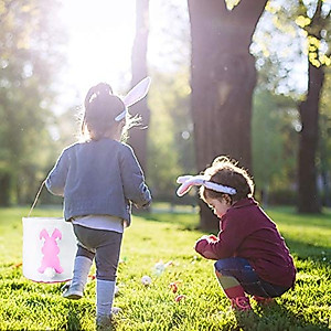 Easter Basket for Boys Girls Kids Baby, Easter Bunny Basket for Children, Easter Gifts for Baby, Easter Bucket for Boys Girls Kids, Easter Decorations Basket for Eggs Candy and Gifts Carry (Pink)