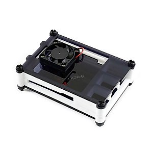 XYGStudy Black/White Acrylic Fully Protection Cover Case for Raspberry Pi 4 Model B, with Cooling Fan (PI4-CASE-B)
