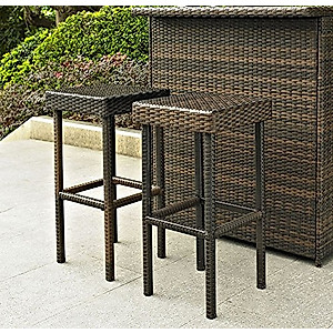 Crosley Furniture Palm Harbor Outdoor Wicker 29-inch Bar Height Stools - Grey (Set of 2)