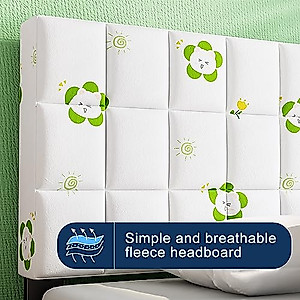 Molblly Twin Bed Frame Upholstered Platform with Velvet Headboard and Strong Wooden Slats, Non-Slip,No Box Spring Needed, Easy Assembly,White Green