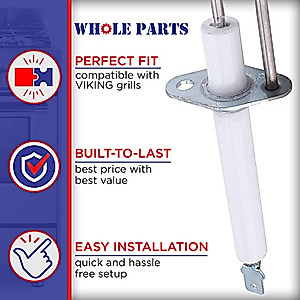Whole Parts BBQ Grill Burner Ignitor Electrode Part # 008090-000 - Replacement & Compatible with Some Viking Grills - Replaces AP5318792 - Non-OEM Appliance Parts & Accessories - 2 Yr Warranty