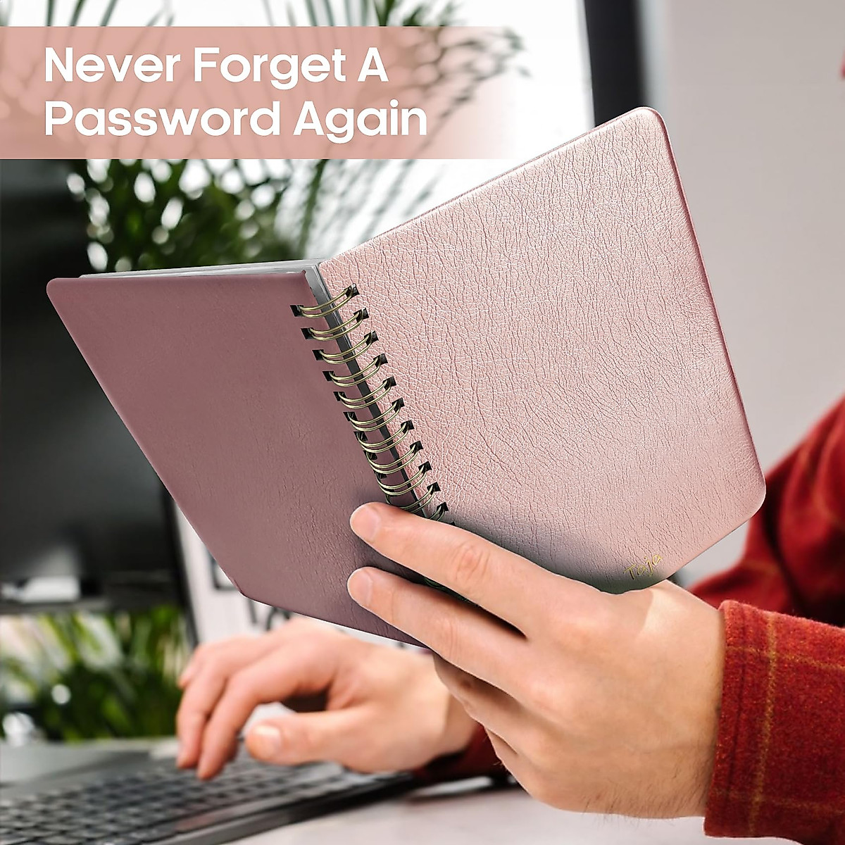 Password Book with Alphabetical Tabs, 5.5" x 6.7" Spiral Password Book, Small Password Books for Seniors, Password Keeper Book to Help You Stay Organized - Rose Gold