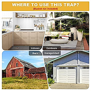 Bucket Lid Mouse/Rat Trap, Flip N-Slide Automatically Resets Humane Or Lethal Trap Door Style, 5 Gallon Bucket Mouse Lid Trap Indoor Outdoor