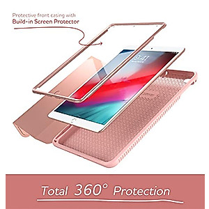 SURITCH Case for iPad Mini 4/iPad Mini 5,【Built in Screen Protector】【Auto Sleep/Wake】【Pencil Holder】 Lightweight Leather Case Flip Cover with Stand for iPad Mini 4/Mini 5 7.9"(Rose Gold)