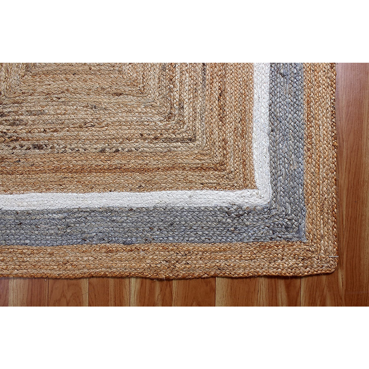 CASAVANI Heavy Material Hand Braided Jute Rug 8 Square Area Rug Kilim Rug Natural Jute Rug Beige Multi Hand Woven Rug Flatweave Rug Indoor Outdoor Rugs for Dining Room Custom Mat Hall Room