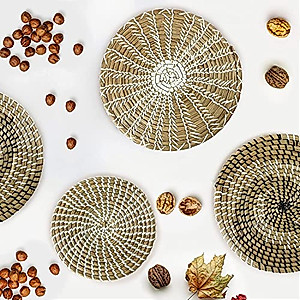 Farmhouse Room Decor Basket- Set of 3 Wall Hanging Seagrass Shallow Basket - Handwoven Southwestern Decorative Tobacco Baskets (Rustic Mix)