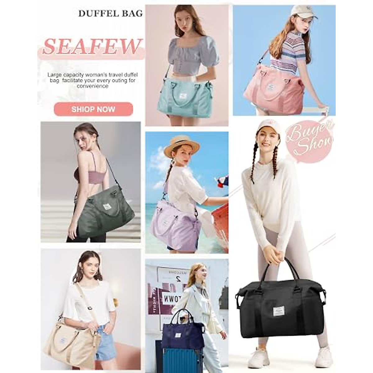 Sport Travel Duffle Bag Large Gym Tote Bag for Women, Weekender Bag Carry on Bag for Airplane, Ladies Beach Bag Overnight Bag Waterproof Bag Luggage Bag with Wet Bag
