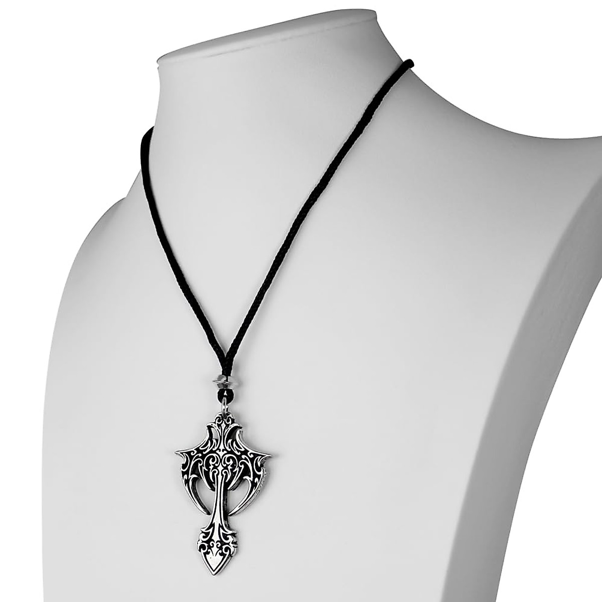 Pewter Gothic Cross Pendant Necklace (1.75" Long)