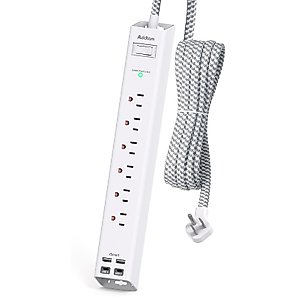 Power Strip Surge Protector with USB C - Flat Plug Extension Cord with 6 AC Outlets 4 USB (2 USB C), Wall Mount, 5ft, 900 J, Multi Plug Outlet Extender for Home Office Dorm Room Essentials