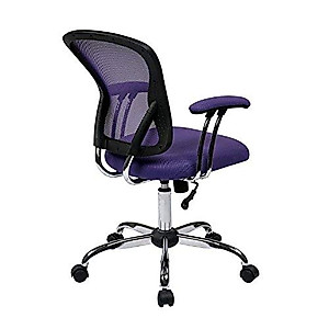 OSP Home Furnishings Juliana Mesh Back and Padded Seat Adjustable Task Chair with Padded Arms and Chrome Accents, Purple