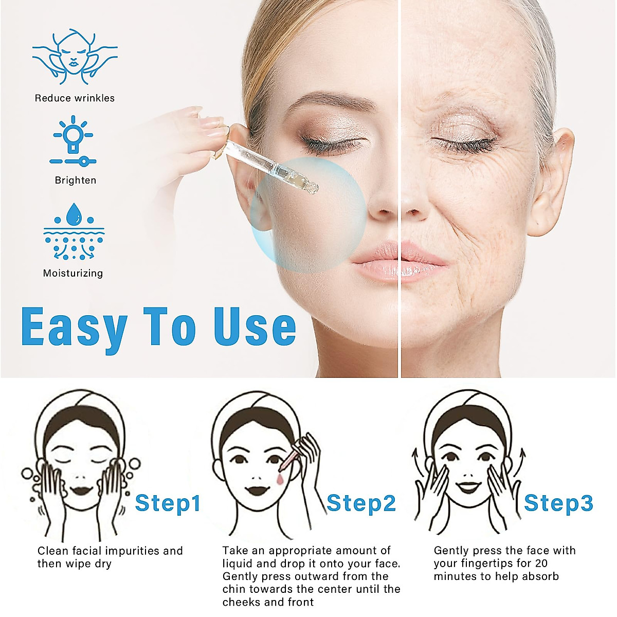 Botox Face Serum, Botox Stock Solution Facial Serum with Vitamin C & E, Instant Face Lift & Anti Aging Serum, Boost Skin Collagen, Reduce Fine Lines, Wrinkles, Plump Skin