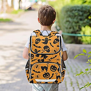 Sletend Large Capacity Printing Student Shoulder Bag for Children Teenagers Halloween Ghost Pumpkin Bat Laptop Bag School Bag for Work School, Men's and Women's Travel Backpack