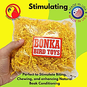 Bonka Bird Toys Colored Crinkle Shred Paper Chew Forage Nesting Natural Multi-Use Craft Part Projects Cockatiels Parakeets Conures Amazons and Other Similar Birds (Yellow)