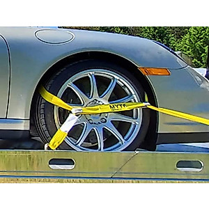 Mytee Products 8 Point Roll Back Vehicle Tie Down Kit with Chain Extension on Both Ends - 18 FT Straps, Ratchet Handles - Working Load Limit 3333 LB - Tow Truck Straps Car Hauler Tie Down System