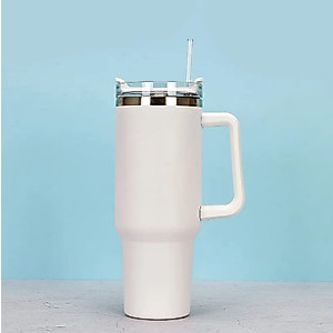 40 oz Tumbler With Handle and Straw Lid Insulated Reusable Stainless Steel Water Bottle Travel Mug Iced Coffee Cup Travel Mug for Hot and Cold Beverages 40 oz Tumbler with Handle