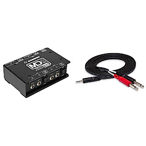 Samson MD2 Pro Stereo Passive Direct Box + Hosa CMP-159 3.5 mm TRS to Dual 1/4" TS Stereo Breakout Cable