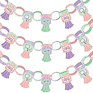 Big Dot of Happiness Pajama Slumber Party - 90 Chain Links and 30 Paper Tassels Decoration Kit - Girls Sleepover Birthday Party Paper Chains Garland - 21 feet