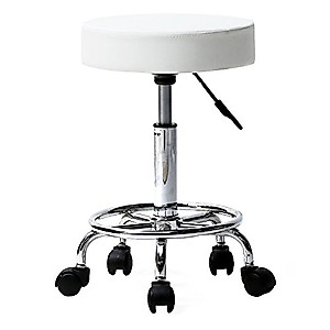 Rolling Swivel Saddle Stool with Wheels and Foot Rest, Adjustable Salon Stool, Hydraulic Round Chair for Kitchen, Barber, Salon, Spa, Tattoo, Clinic, Massage