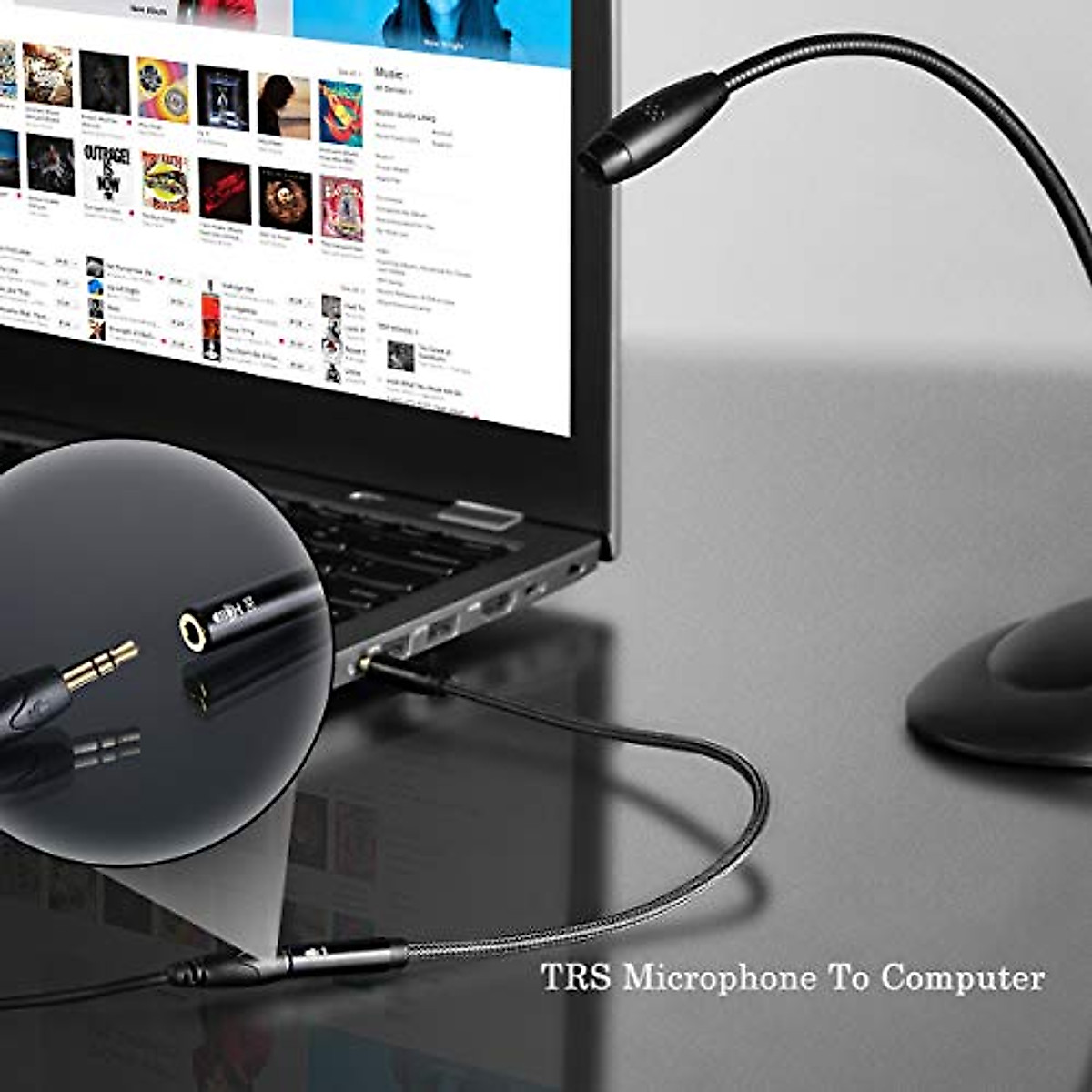 DUKABEL DC4 3.5mm TRS to TRRS Adapter Cable, Microphone Audio Adapter, TRS Female to TRRS Male Converter for Smartphone, PS4, Tablet, Laptop