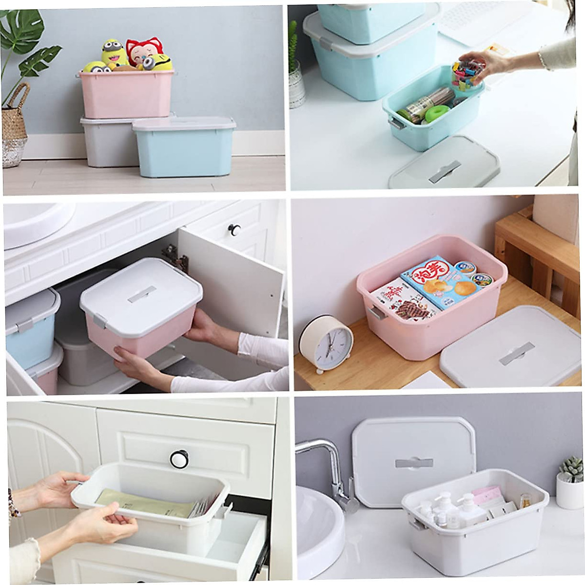 STOBAZA Box Clothes Multi- with Size Sundries Blue L Shoes Kitchen Latching Handles File Holder Case Organizer Laundry Baskets Container Display Home Pull Lid Toys Containers Stackable