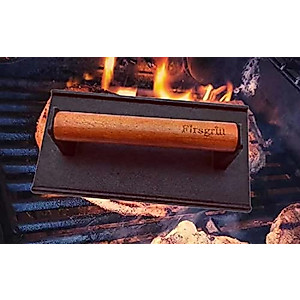 Firsgrill Burger Press 7.08" Round & 8.3‘’X4.3”Rectangle Heavy-Duty Cast Iron Smash Meat Steak With Wood Handle for Blackstone Camp chef Pitboss Weber Treager Griddle Grills (Round & Rectangle)