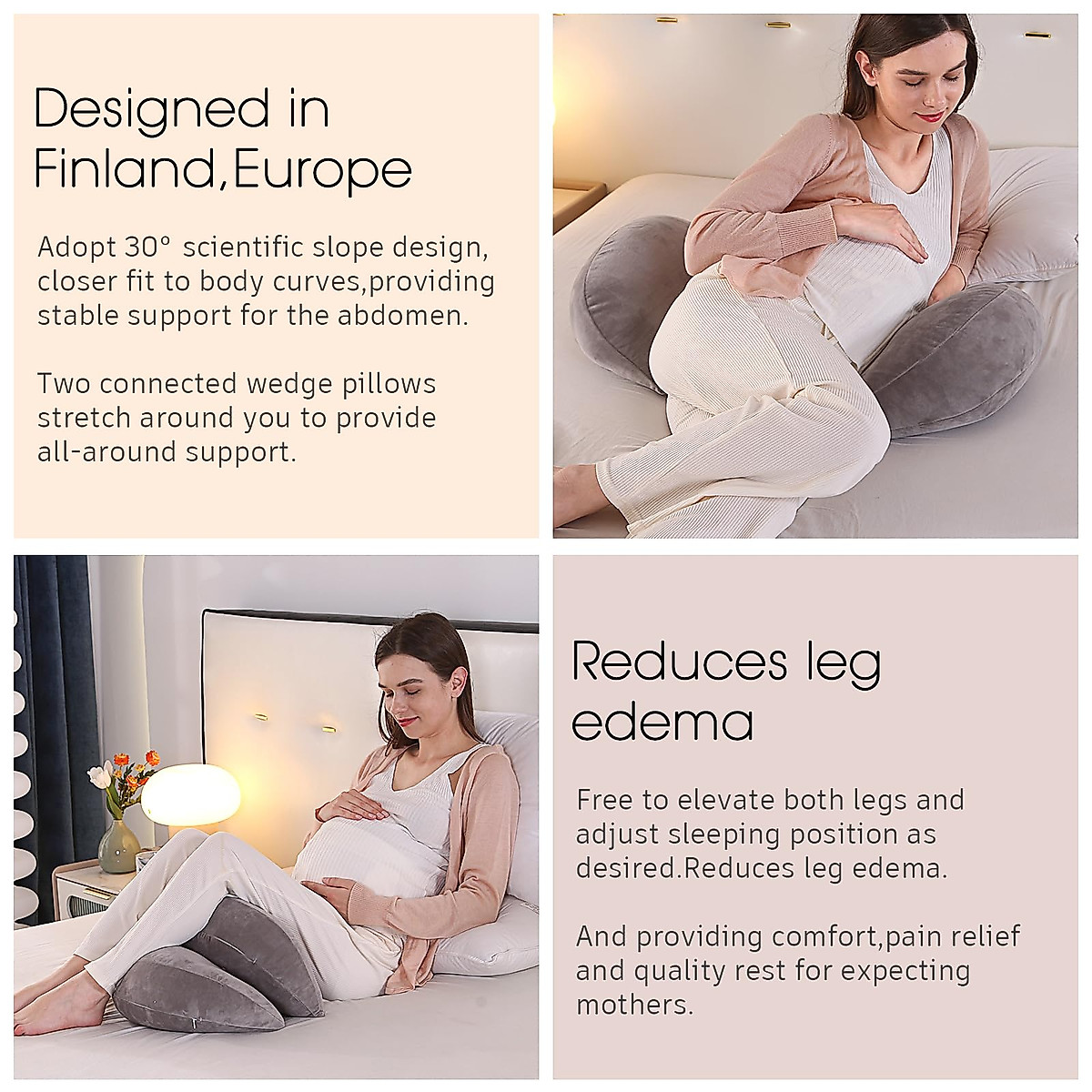 BATTOP Pregnancy Pillow Wedge for Belly Support,Portable Pregnancy Pillows for Sleeping Support Legs,Back,Knees,Adjustable Maternity Wedge Pillow with Removable Cover,Travel Pregnancy Pillow