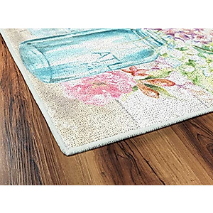 Brumlow Mills Colorful Flowers In Mason Jar Area Rug for Kitchen, Entryway Rug, Living Room or Bedroom Carpet, 1'8" x 2'10", Multi