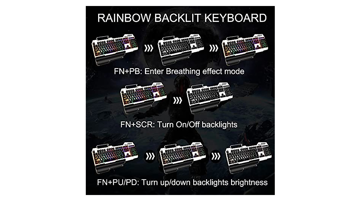FEDARFOX Gaming Keyboard and Mouse Combo - Backlit Rainbow LED Set
