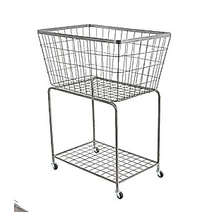 Deco 79 Metal Trapezoid Storage Cart with Wheels, 28" x 18" x 36", Gray