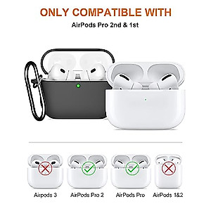 SUPFINE Compatible with Airpods Pro 2nd Generation Case, Airpod Pro Case Cover 2022/2019 with Cleaner kit&Replacement Eartips, Soft Silicone Airpods Pro Case with Keychain and Lanyard (Black)