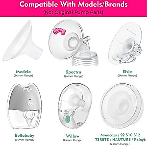 Durceler 15mm Silicone Flange Inserts Compatible with Medela/for Spectra S1 S2 / Elvie/Willow go/Momcozy S12/ TSRETE 24mm Breast Pump Shields or Freemie 25mm; Reduce Nipple Tunnel Down to 15mm