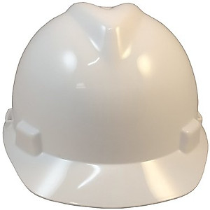 MSA V Cap Style Hard Hats with Lightweight Staz-On Suspension with Tote Bag - White