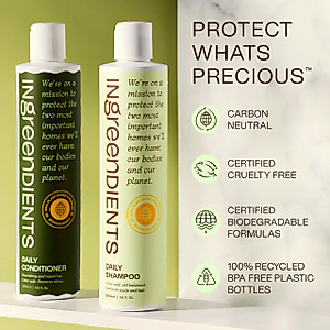 Ingreendients Non Toxic Vegan Shampoo and Conditioner with Organic Ingredients, Apple Cider Vinegar, Tea Tree Oil - Color Safe, Paraben & Gluten Free, Silicone & Sulfate Free, pH Balanced
