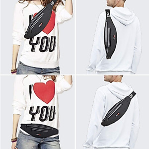 MAXTOP Slim Fanny Packs for Women Men with Water-Resistant PU Leather Waist Pack Belt Bag for Biking Running Jogging Traveling Outdoors Workout Cycling Fitness and Hiking (Black)