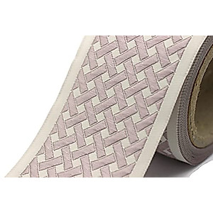 3.8 Yards Spool 2.7" Light Magenta & Beige Knot Embroidered Drapery Trim Jacquard Ribbon for Your Drapes Curtains Drapery Banding Trim Tape V2 179