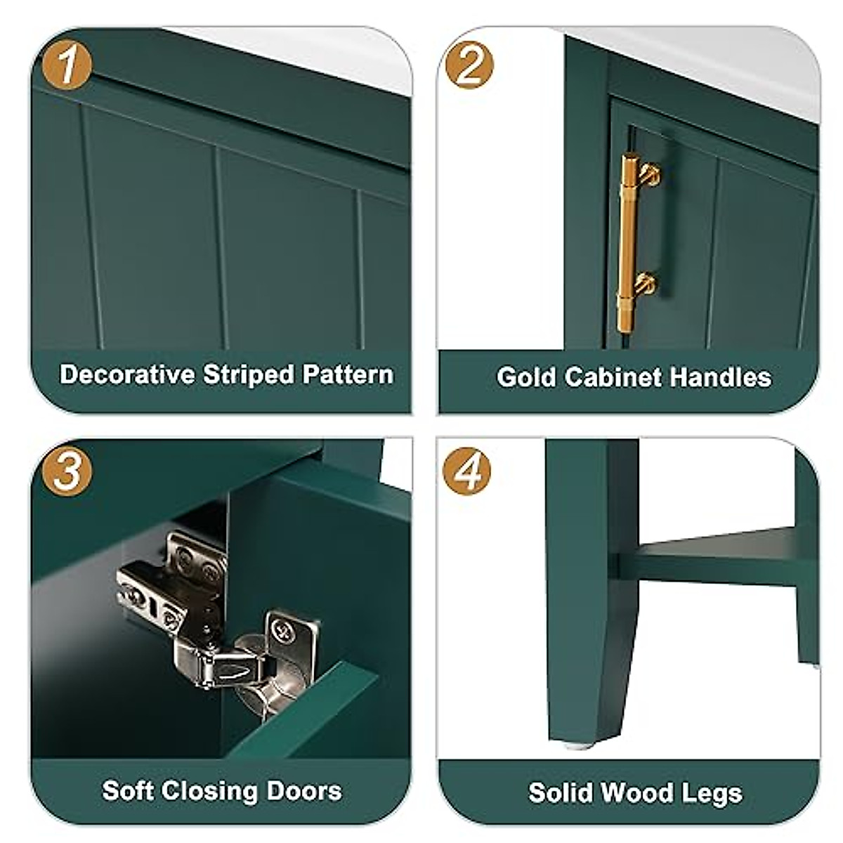 20 Inch Bathroom Vanity with Ceramic Sink, Small Single Sink Vanity Combo with Storage Rack and Open Shelf, Modern Bathroom Cabinet with Sink and Soft Closing Door, Green