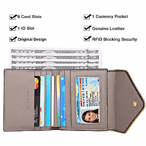 Lavemi Ultra Thin Small Compact Leather Womens Girls Wallets RFID Blocking Credit Card Holder for Women(Envelope Black)