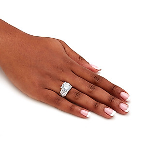 PalmBeach Patlinum-Plated or 14K Yellow Gold Plated Round Cubic Zirconia Bridge Engagement Ring Size 7