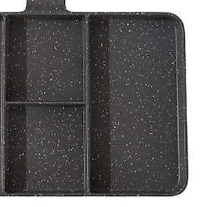 Divided Grill Pan, Aluminum Nonstick Divided Stove Top Grill Pan 4 Section Breakfast Pan with Divider for Indoor Cooking Divided Frying Pan Breakfast Grilling Pan for Frying Eggs Steak(Black)