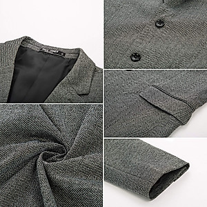 Men's Casual Blazer Slim Fit 2 Button Herringbone Suit Jackets Lightweight Knit Sport Coat Black XL