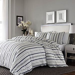Stone Cottage - King Duvet Cover Set, Cotton Sateen Bedding with Matching Shams, Elegant Home Decor (Conrad Grey, King),Medium Grey