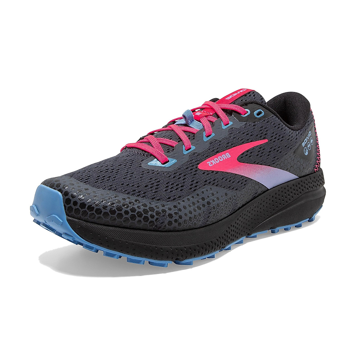 Brooks Women’s Divide 3 Trail Running Shoe - Ebony/Black/Diva Pink - 7.5 Medium