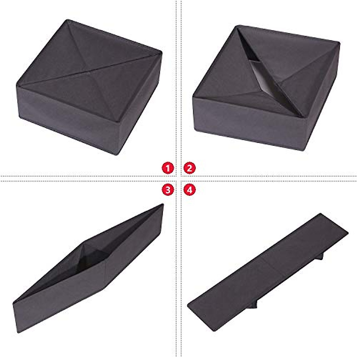 DIOMMELL 6 Pack Foldable Cloth Storage Box Closet Dresser Drawer Organizer Fabric Baskets Bins Containers Divider for Clothes Underwear Bras Socks Lingerie Clothing, Dark Grey 22-2000