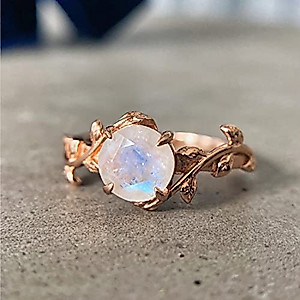 Genuine Moonstone Promise Ring for Women 14kt Gold by ASANA - Vintage Moonstone Ring Twig 14kt Rose Gold Sterling Silver Moonstone Promise ring - Crystal Rings, Gemstone Statement Ring, Moonstone Ring