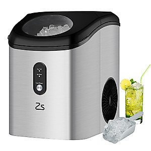 Zstar Nugget Ice Maker Countertop, 34Lbs/24H, Portable Ice Machine with Ice Scoop, Rapid Ice Making in 6-8min, Self-Auto-Cleaning & Timer Function, 45db, Chewable Pellet Ice Maker with Ice Basket
