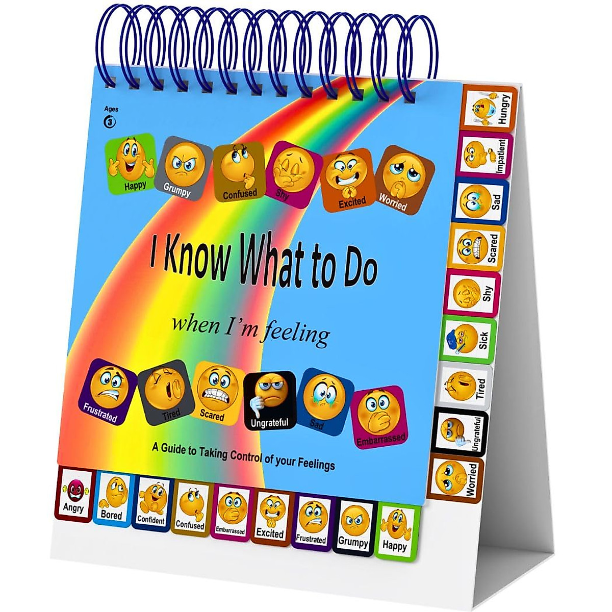 Thought-Spot I Know What to Do Flipbook: Emotions Chart for Kids; Autism Learning Materials; Feelings Chart to Identify Feelings and Make Positive Choices; Emotions Wheel; Calm Down Corner Supplies