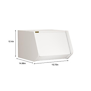 ALISENED Wooden Stackable Storage Box with Drawers, Small Mordern Storage Bookcase Bin, Space Saving Closet Organizer and Nightstand. Wood Display Box for Bedroom and Livingroom,White…