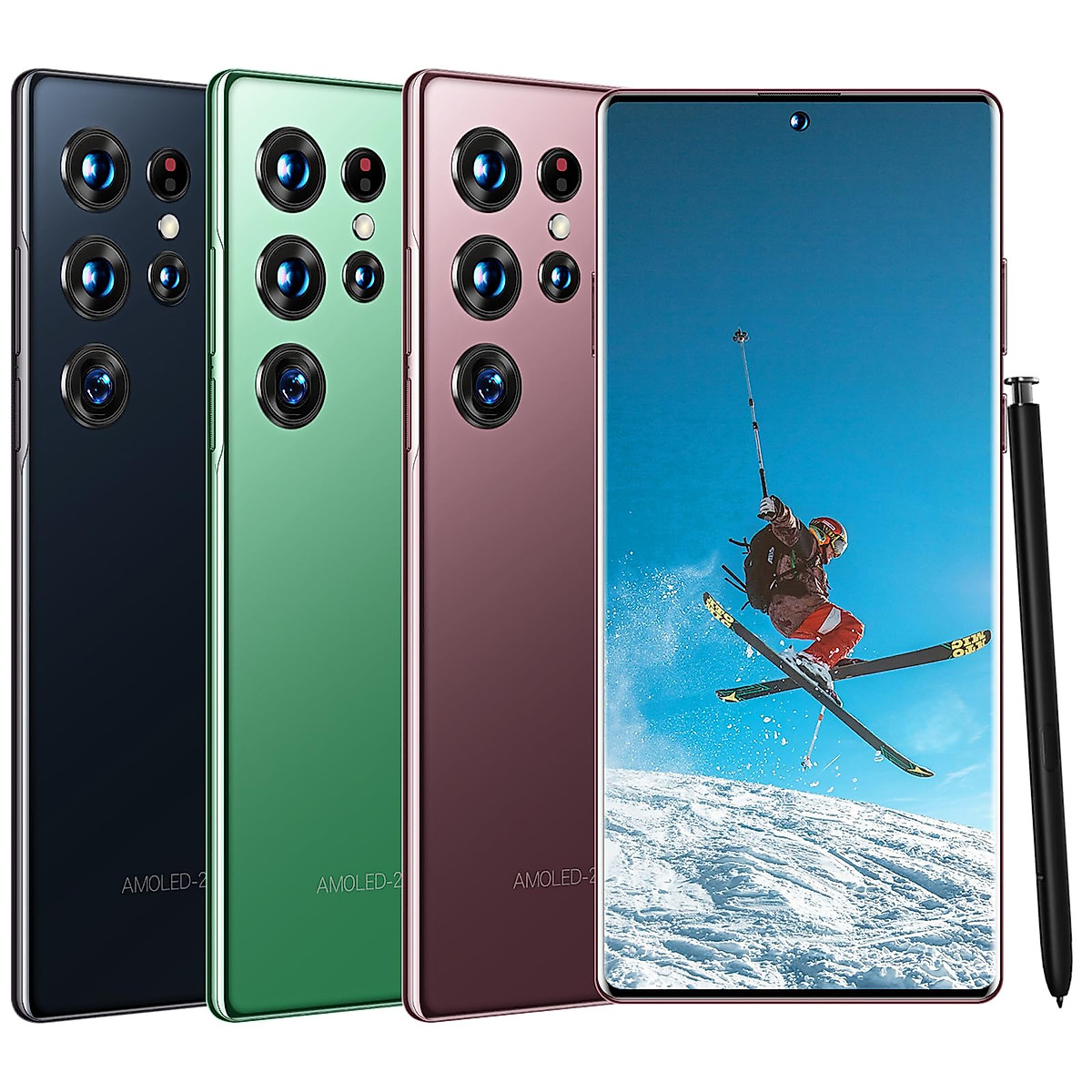S22 Ultra Smartphone Original 7.3Inch HD Full Screen 16GB RAM 1TB ROM Unlocked Mobile Phones 7300Mah 4G/5G Network Celular Android Cell Phone,Green-1TB
