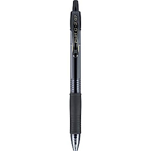 PILOT G2 Premium Refillable & Retractable Rolling Ball Gel Pens, Fine Point, Black Ink, Single Pen (31026)